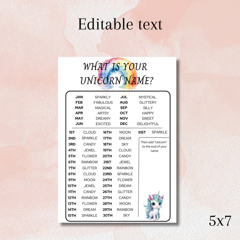 Unicorn Themed Birthday Party Game Templates, INSTANT DOWNLOAD, 5 ...