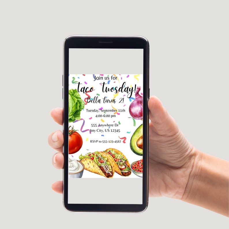 Taco Twosday Birthday Invitation Template, INSTANT DOWNLOAD, Editable ...