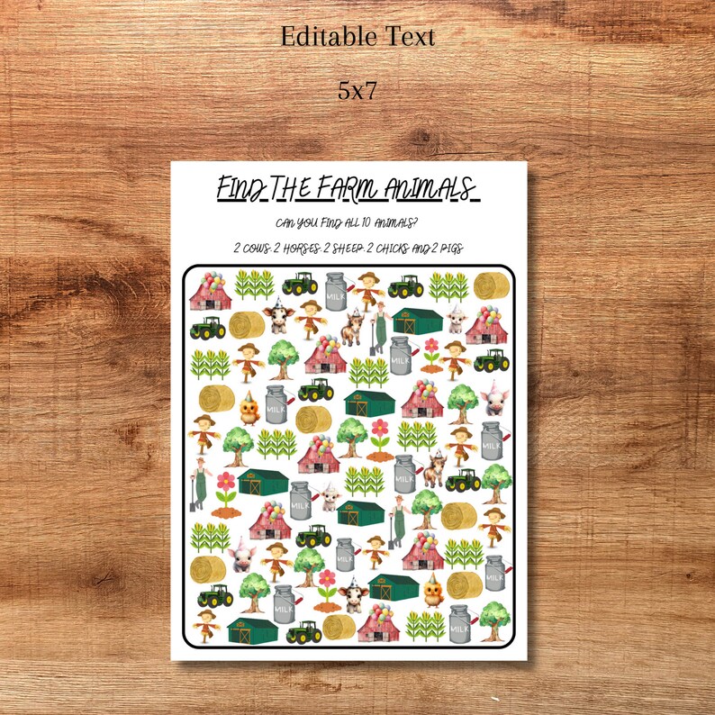 Farm Birthday Game Templates, INSTANT DOWNLOAD, 5 Editable Party Game ...