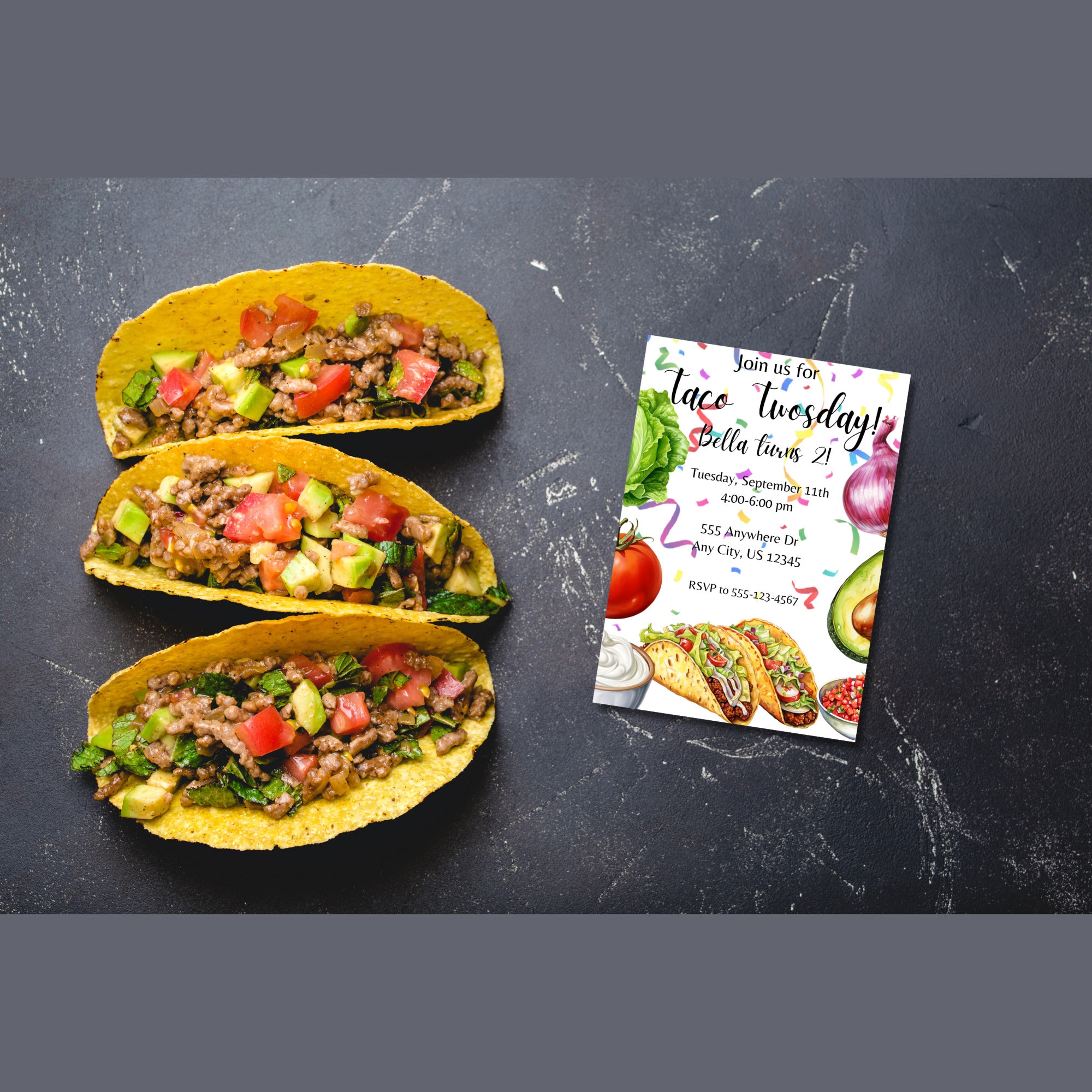 Taco Twosday Birthday Invitation Template, INSTANT DOWNLOAD, Editable ...