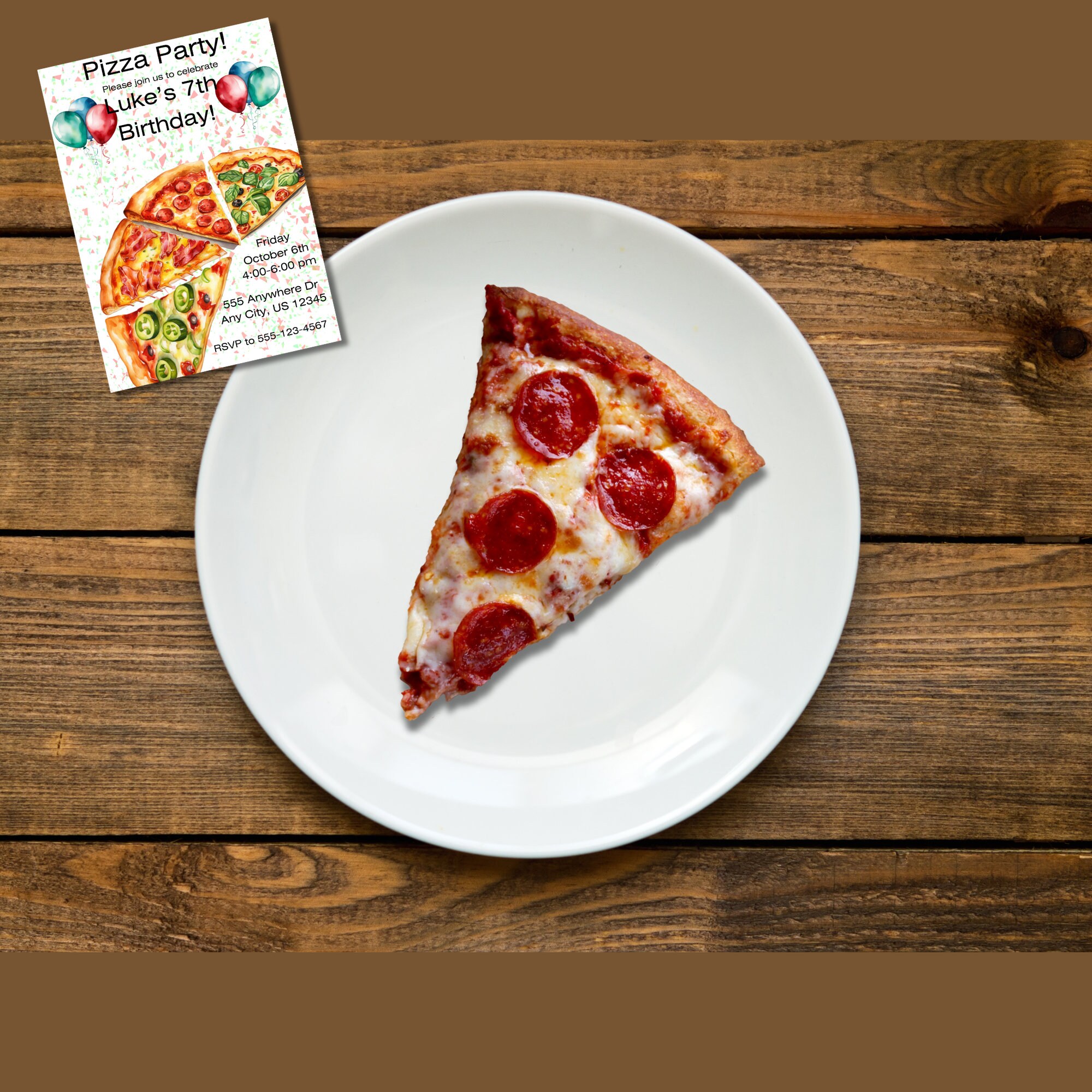 Pizza Party Themed Invitation Template, INSTANT DOWNLOAD, Editable ...