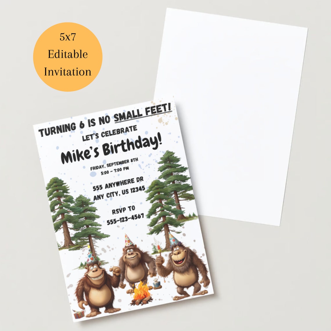 Bigfoot Birthday Invitation Template, INSTANT DOWNLOAD, Editable ...