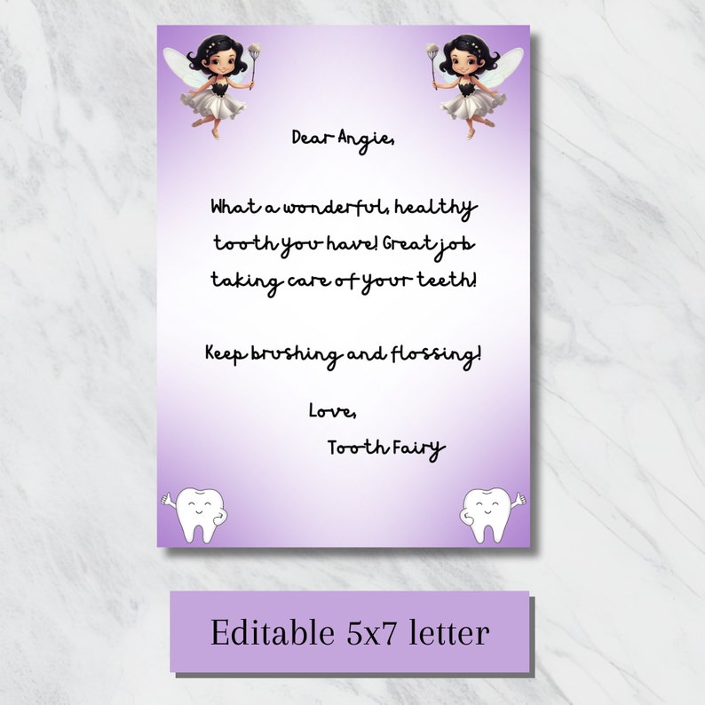Letter From Tooth Fairy Template, INSTANT TEMPLATE, Edit and Print or ...