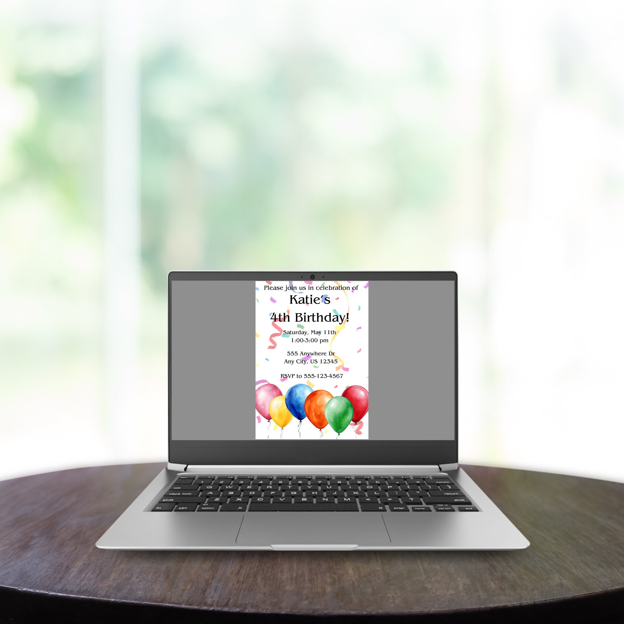 Balloon Birthday Invitation Template, INSTANT DOWNLOAD, Editable Kid or ...