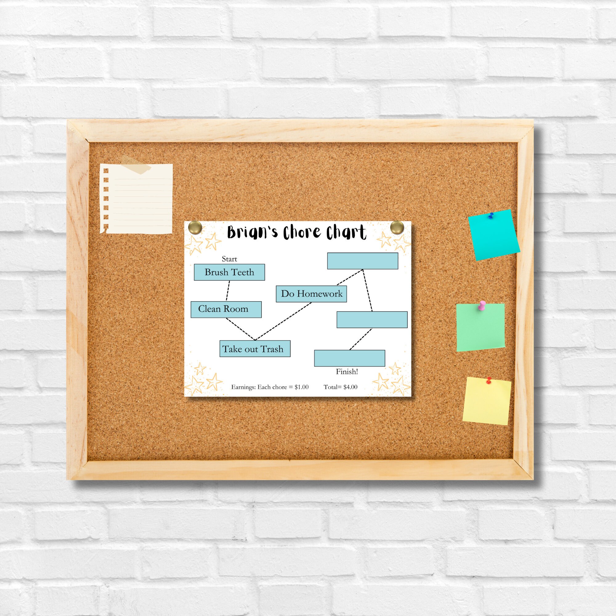 Kids Chore Chart Template, INSTANT DOWNLOAD, Editable Star Themed ...