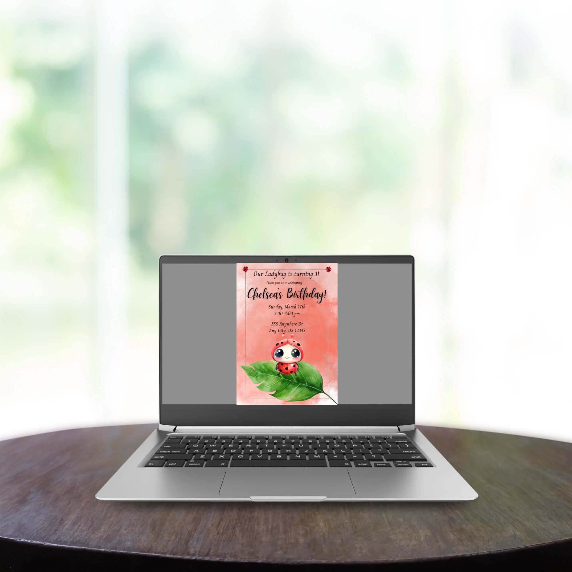 Ladybug Theme Birthday Party Invitation Template, INSTANT DOWNLOAD ...