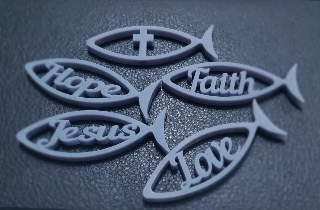 3D Printed Christian Fish : Jesus Faith Hope Love and Cross - Etsy