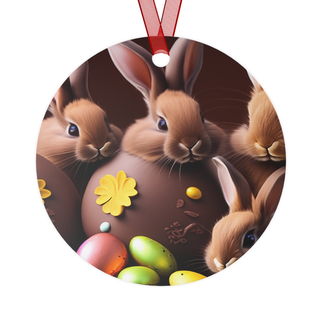 Metal Ornament Easter Bunnies Easter Chocolate Bunny Cuteness Holiday ...