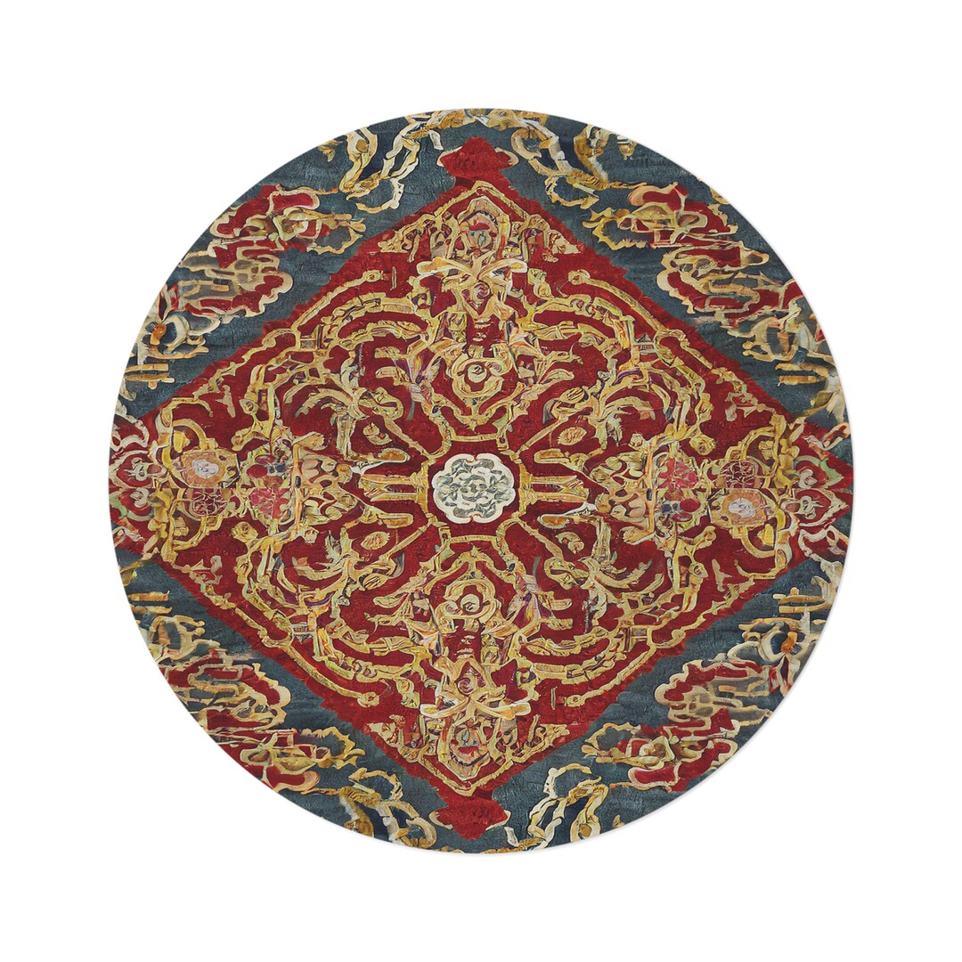 Round Rug Indian Motif Eastern Pattern Ethnic Rug Design Indian Style ...