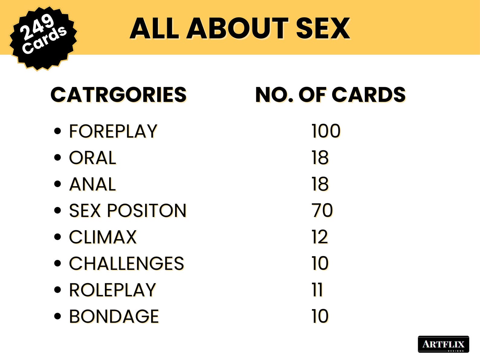 249 Sex Position Game Card, Kamasutra Card Games for Couple, Foreplay ...