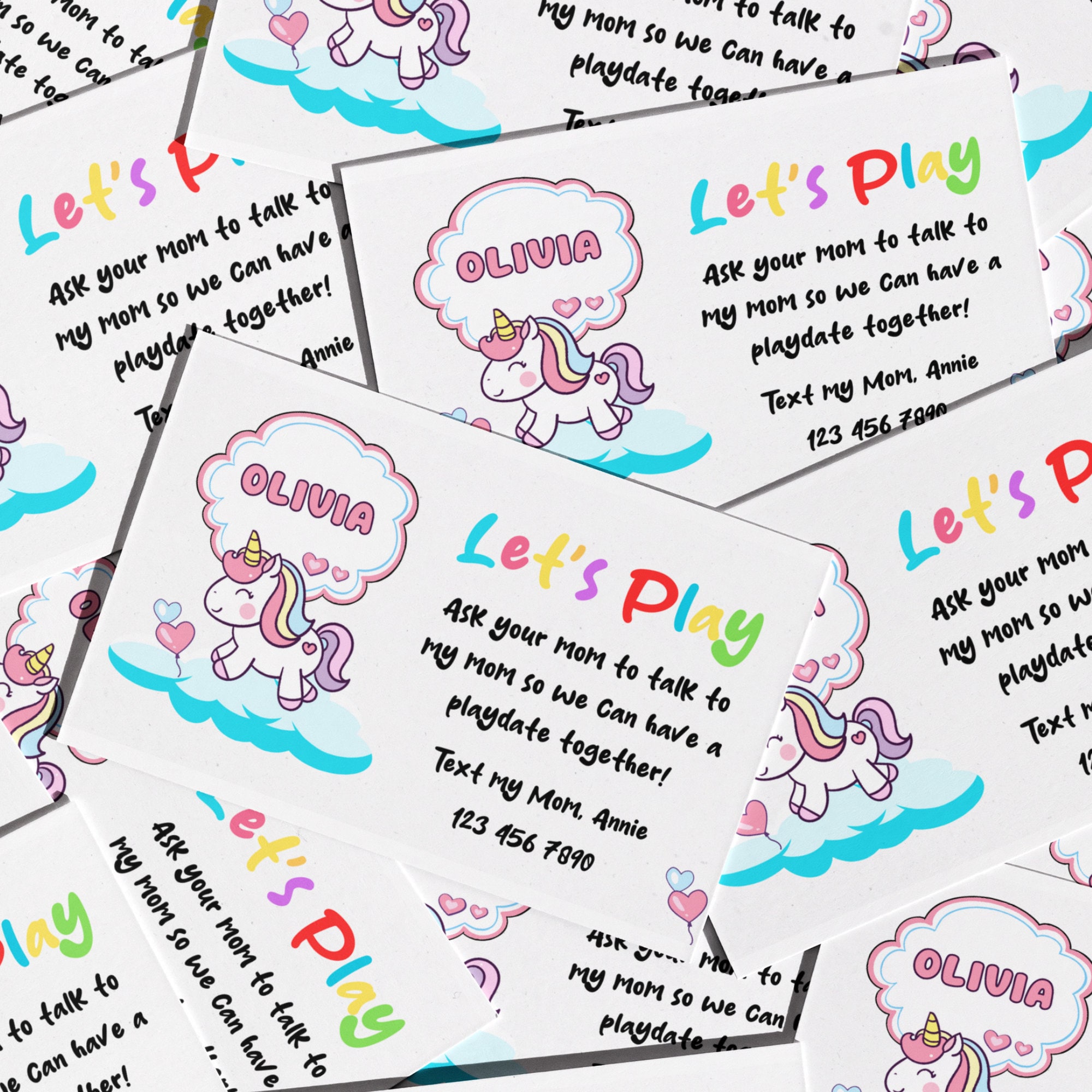 Editable Playdate Cards for Kids Mom Calling Card Play Date - Etsy