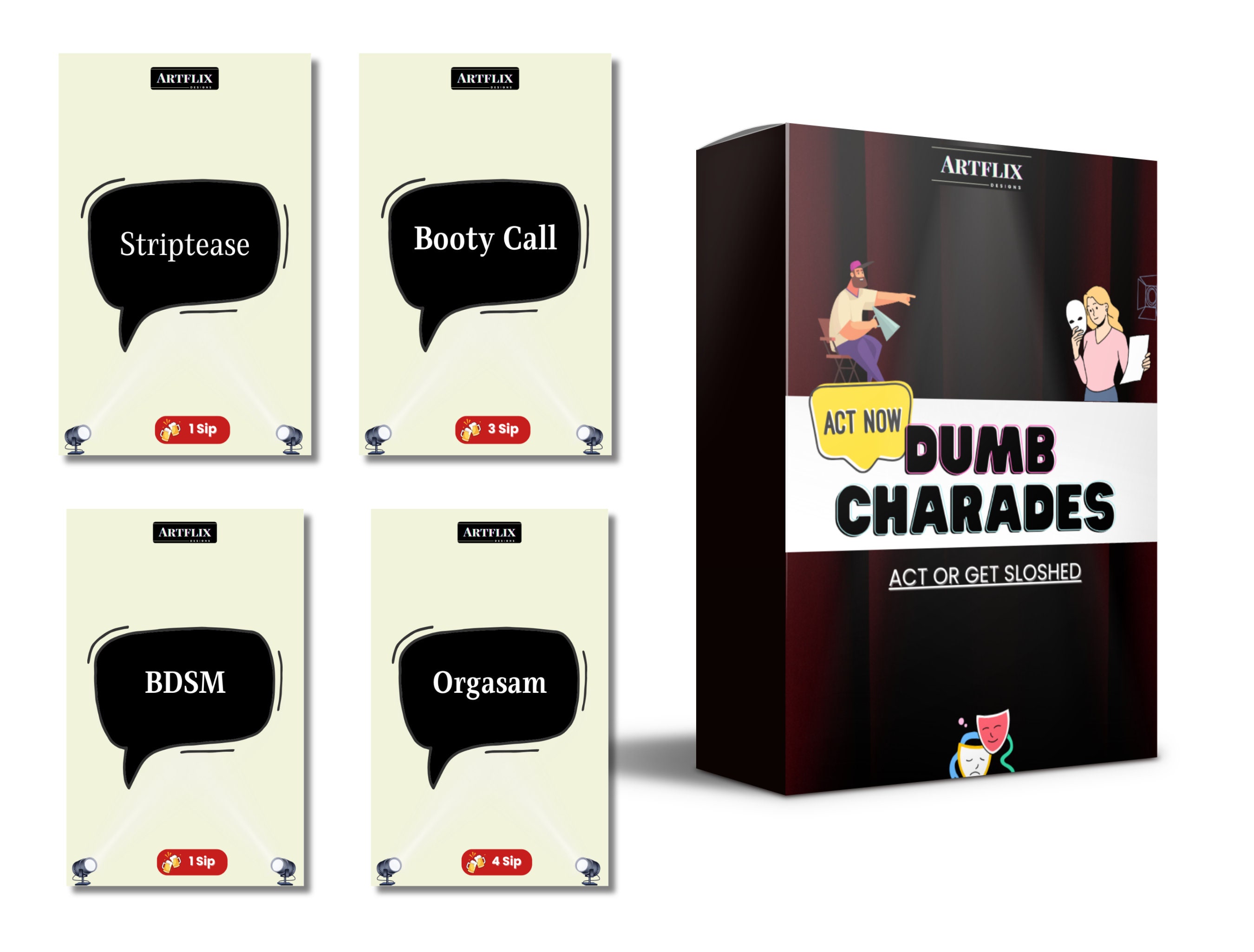 Dumb Charades Dirty Adult Game Cards, Funny Printable Card Games, Date ...