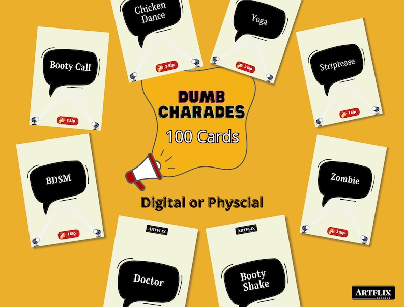 Dumb Charades Dirty Adult Game Cards, Funny Printable Card Games, Date ...
