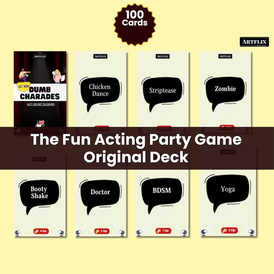 Dumb Charades Dirty Adult Game Cards, Funny Printable Card Games, Date ...