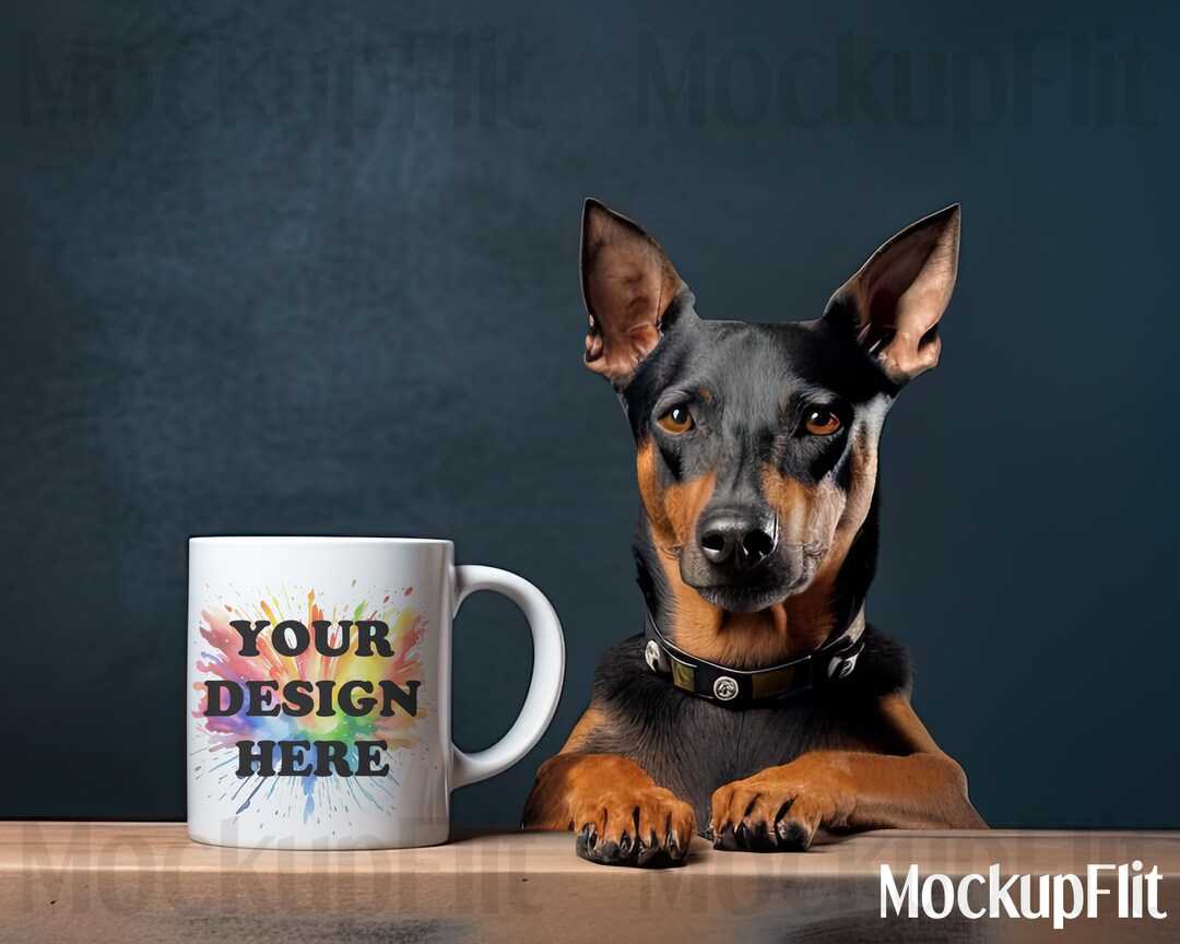 Doberman Pinscher Dog With Mug Mockup White Coffee Cup Mock up - Etsy