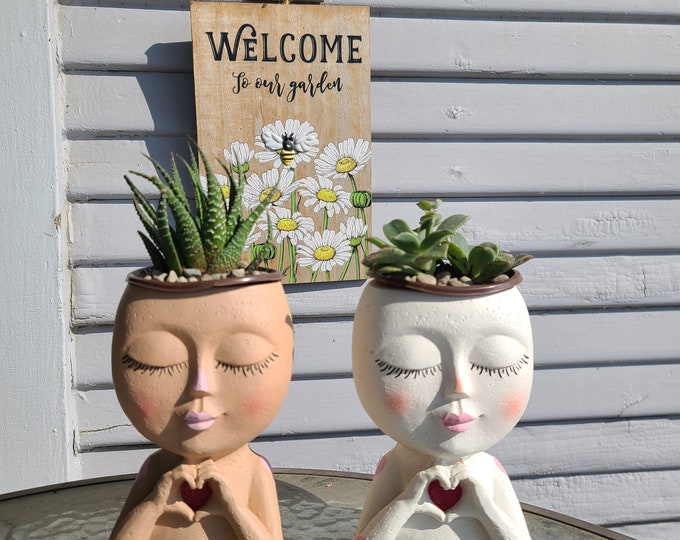 Concrete Fairy Goddess Avatar Woman Small Flower Pot Planter Head Candy ...
