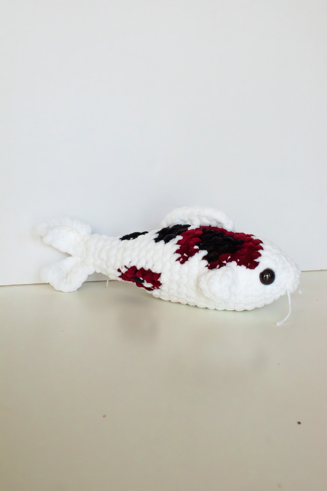 MADE TO ORDER - Ruby and White Koi Fish Crochet Plushie Amigurumi ...