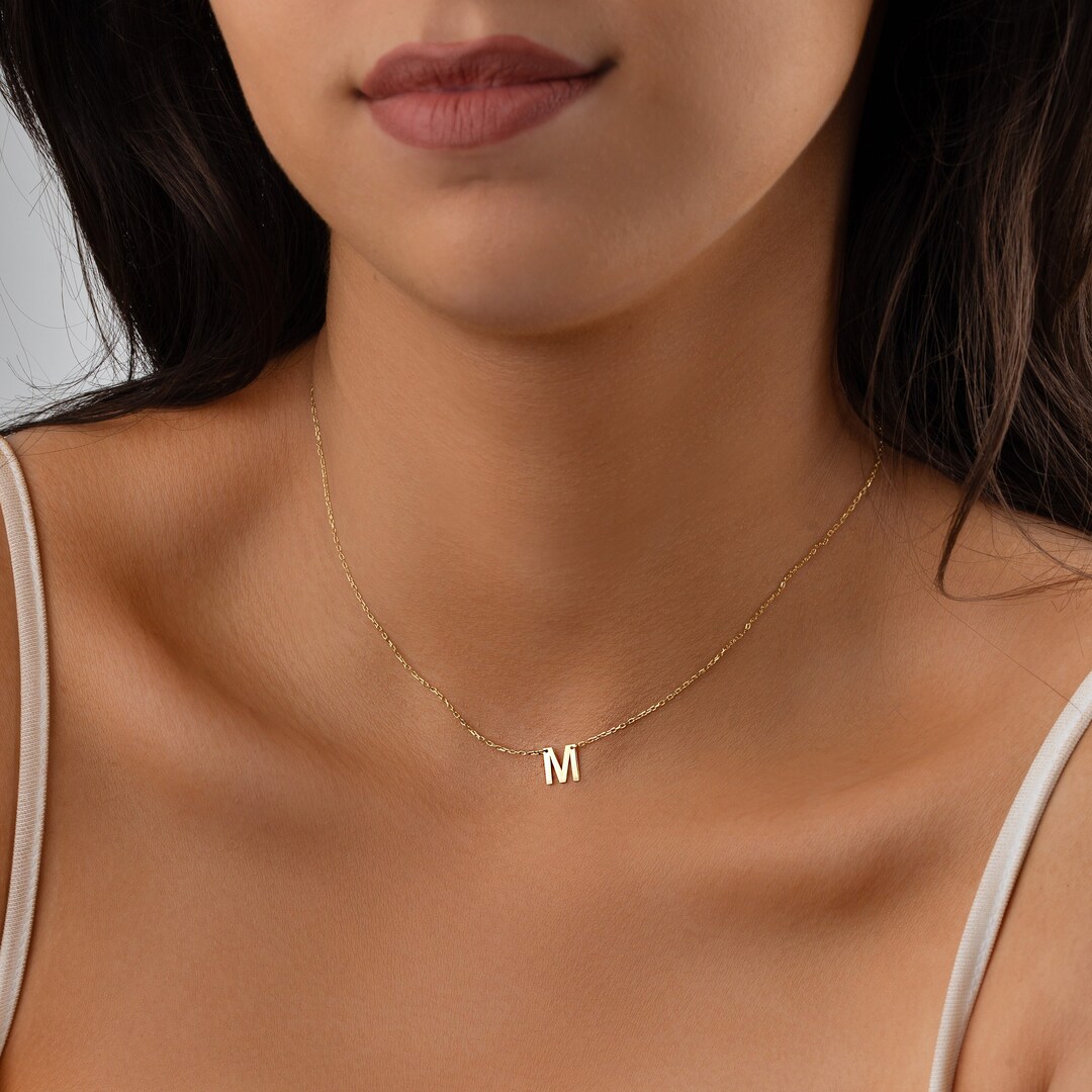 14K Gold Initial Necklace, Custom Initial Necklace, Personalized ...