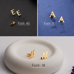 14K Gold Initial Earrings • Birthday Gift for Her • Personalized Initial Earrings • Letter ...