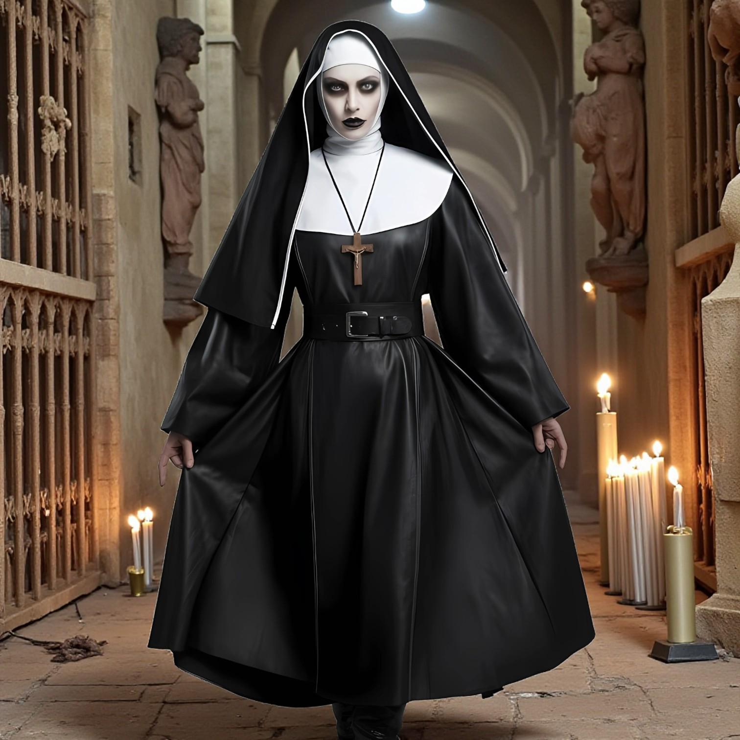 Genuine Leather Gothic Nun Costume | Dark Fantasy Cosplay & Halloween ...