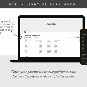Minimalist Notion Packing List Template | Clean Design | Editable ...