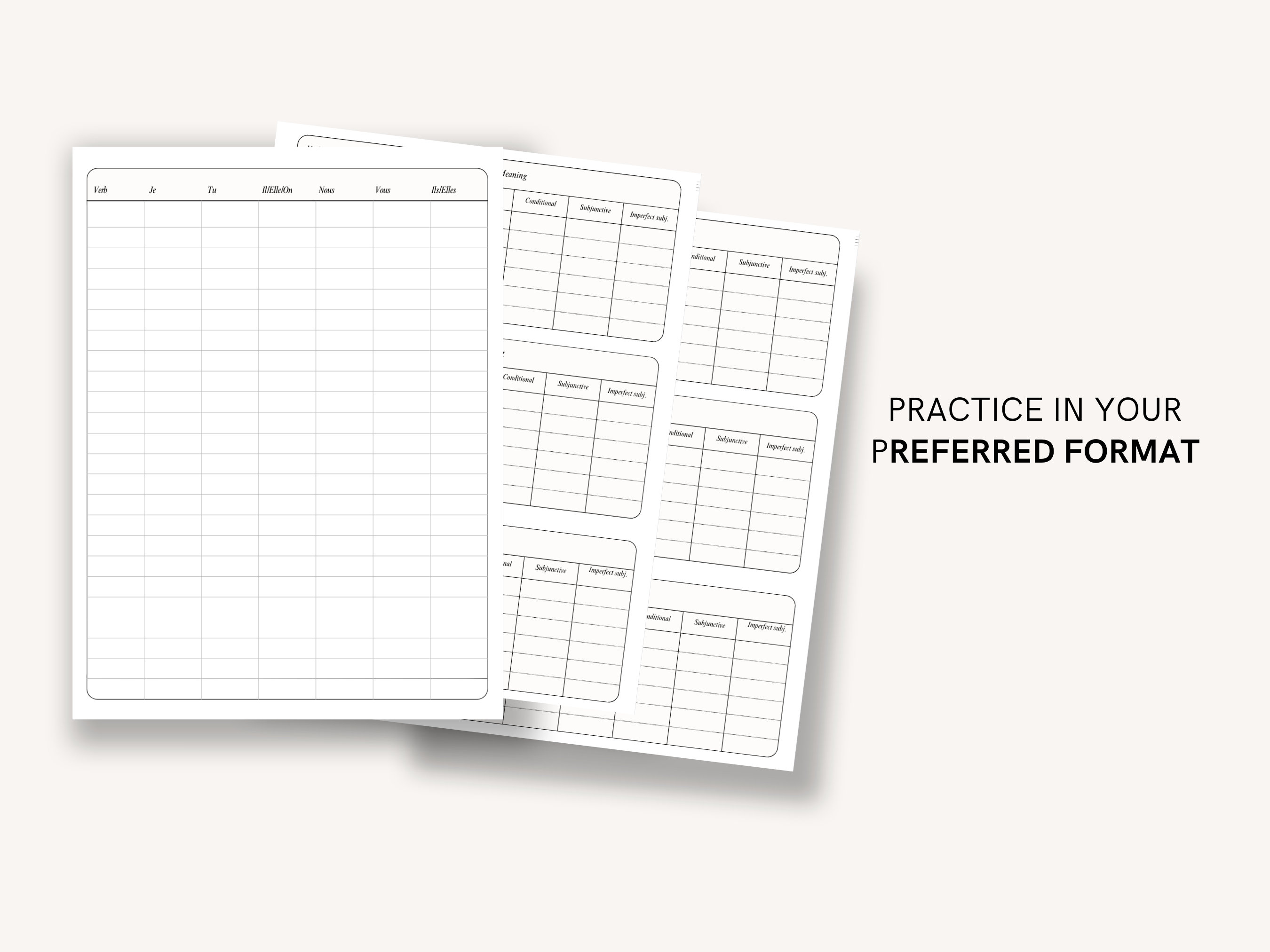 French Verb Conjugation Practice Sheets, Language Learning, Goodnotes ...
