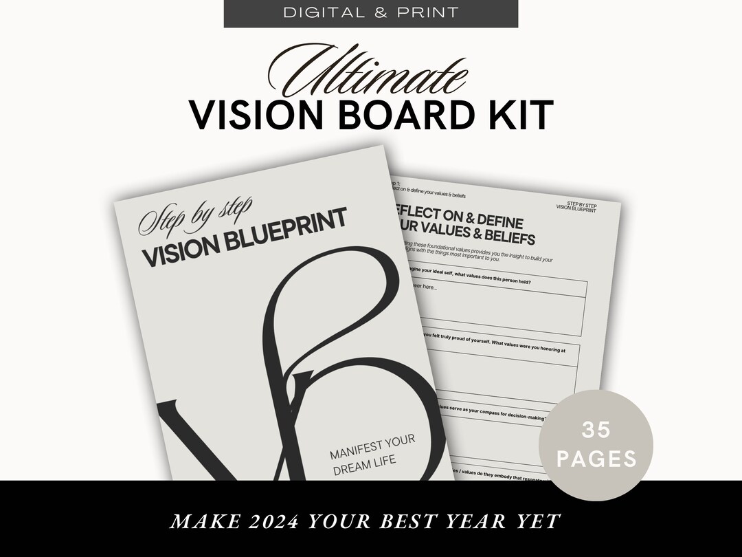 2025 Vision Board Kit & Life Planner Goal Tracker Notion Template New ...