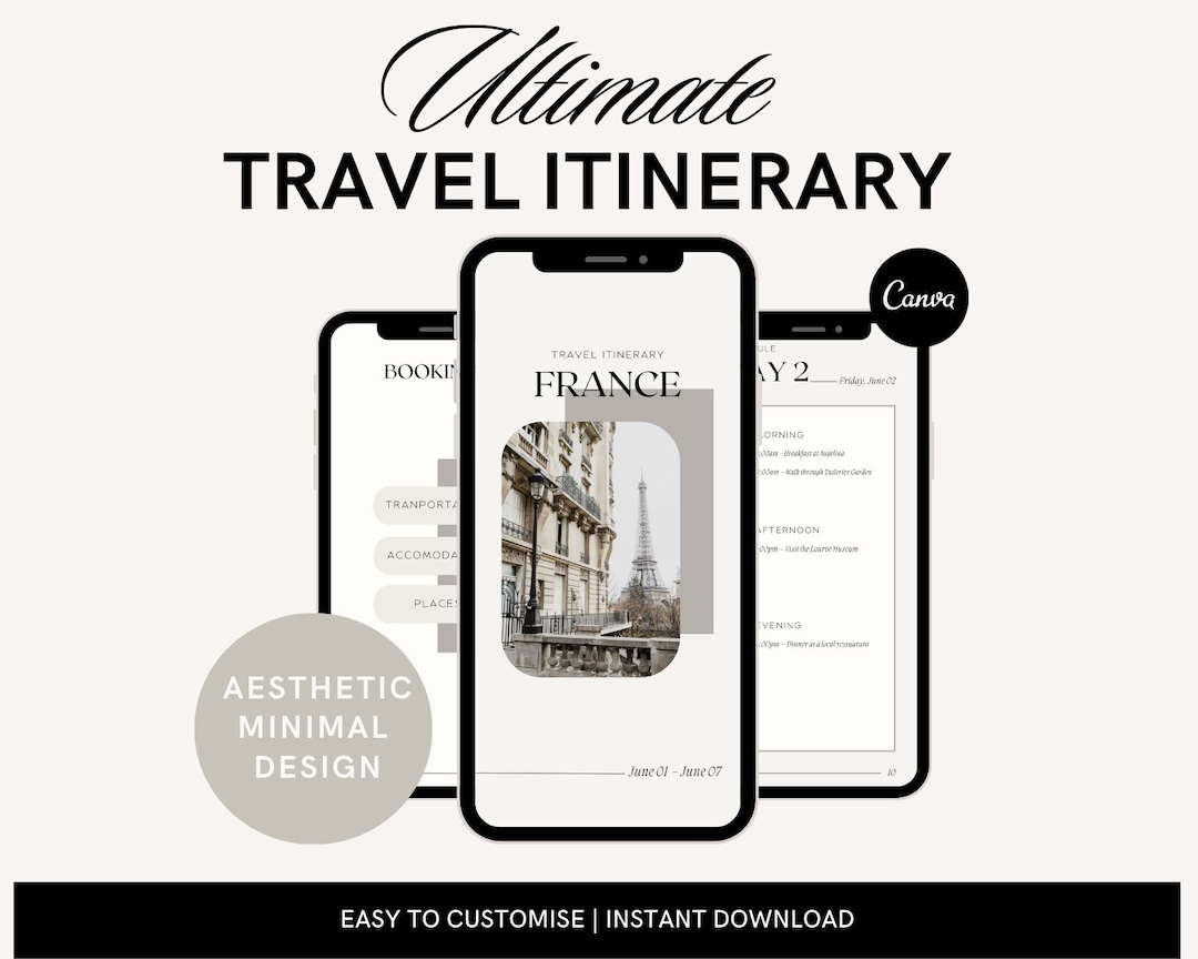 Ultimate Travel Itinerary Canva Template | Trip Planner | Fully ...