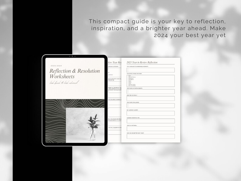 Year in Review 2024 New Years Resolution | Self Reflection | Goal Setting Worksheet | Digital ...
