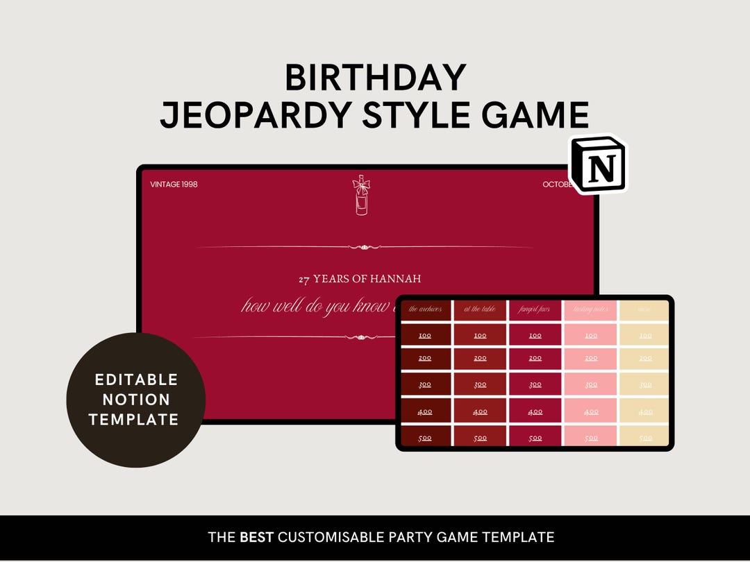 Birthday Jeopardy Game Template | Bridal Bachelorette Jeopardy ...