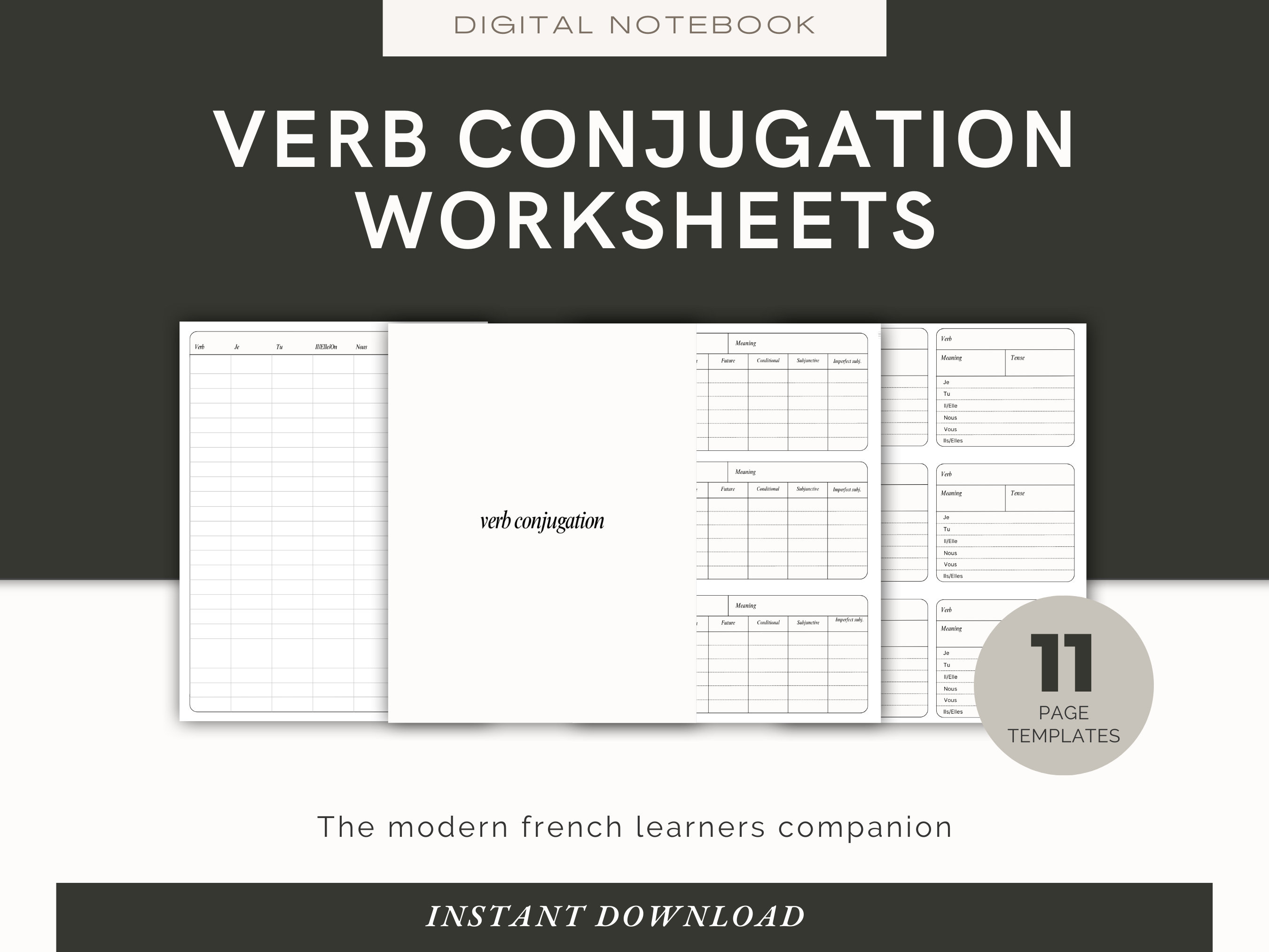 French Verb Conjugation Practice Sheets, Language Learning, Goodnotes ...