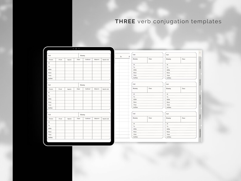 French Verb Conjugation Practice Sheets, Language Learning, Goodnotes ...
