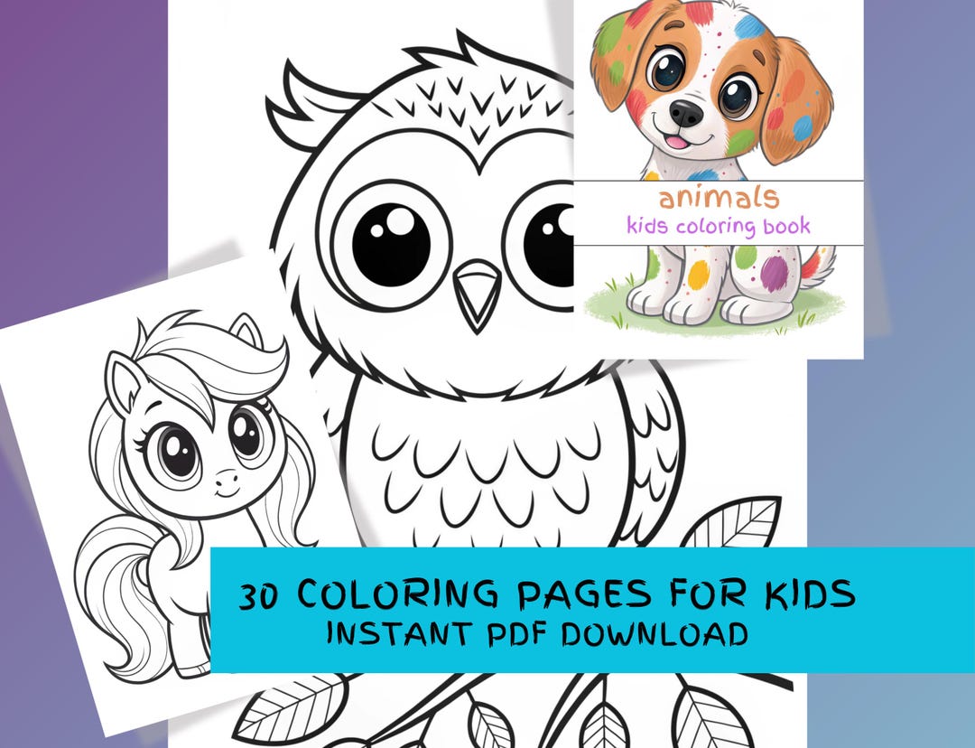 Kids Coloring Book Instant Download PDF Drawing Pages for Kids Digital ...