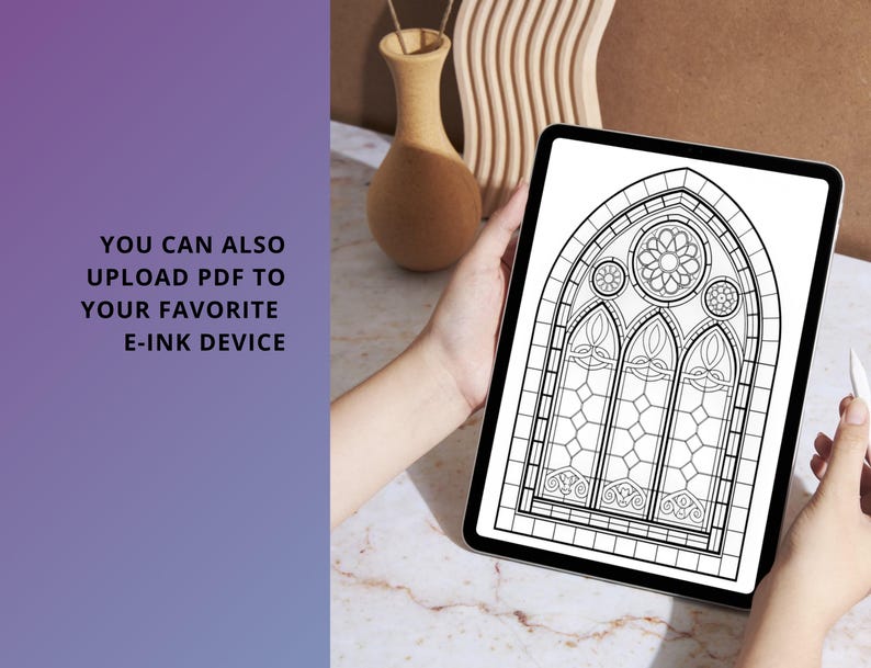 Coloring Book Instant Download PDF Stained Glass Windows Drawing Pages ...