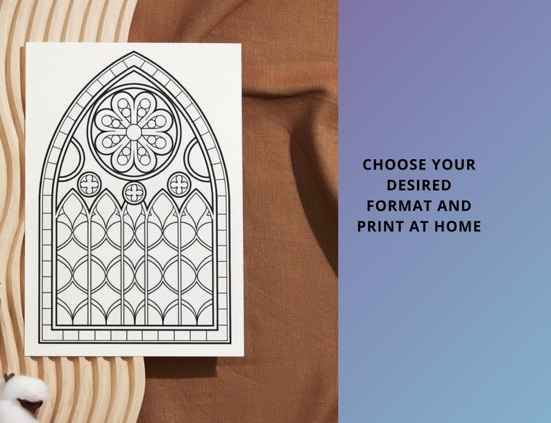 Coloring Book Instant Download PDF Stained Glass Windows Drawing Pages ...