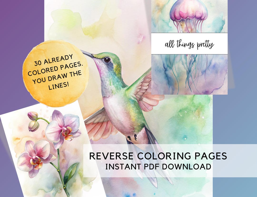 Reverse Coloring Book Instant Download PDF Coloring Book Adult Coloring ...