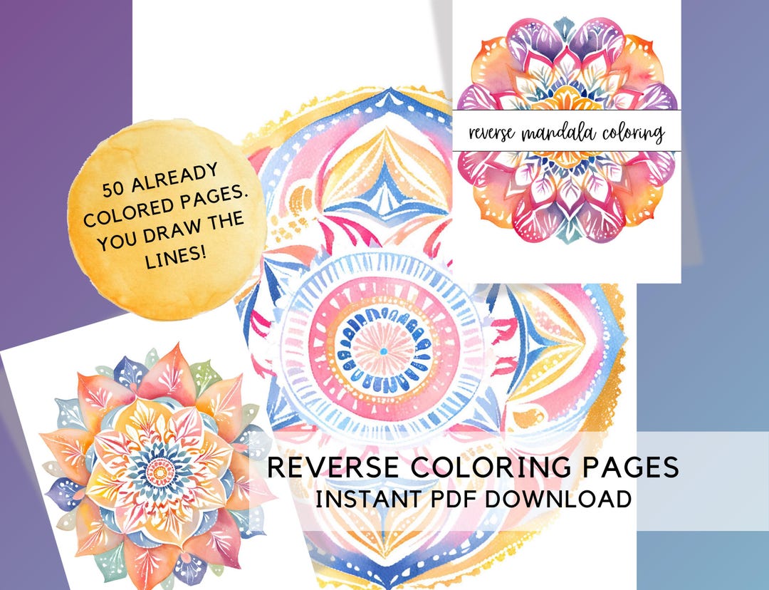 Reverse Coloring Book Instant Mandalas Download PDF Coloring Book Adult ...