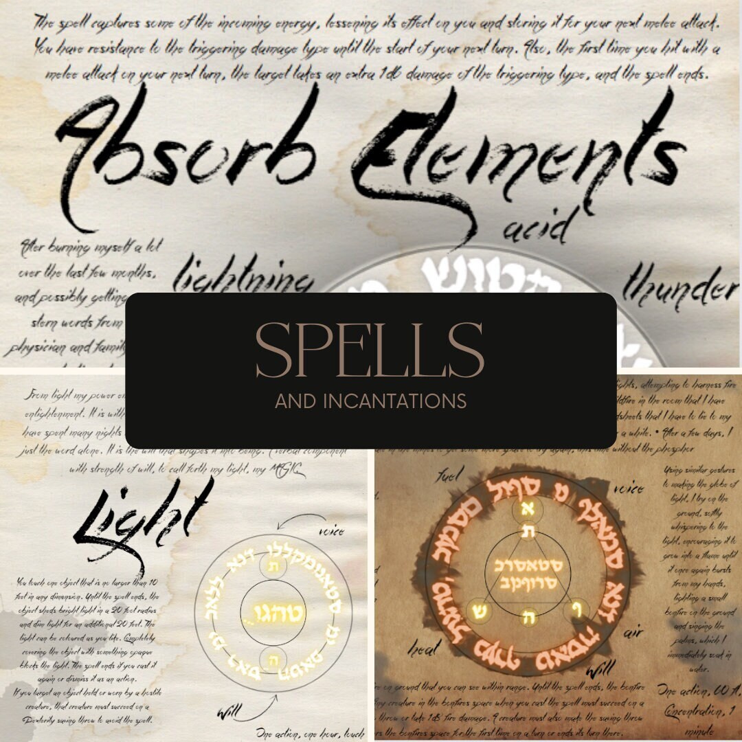 Customisable Cantrips & 1st Level Spells for Your Spellbook (single ...