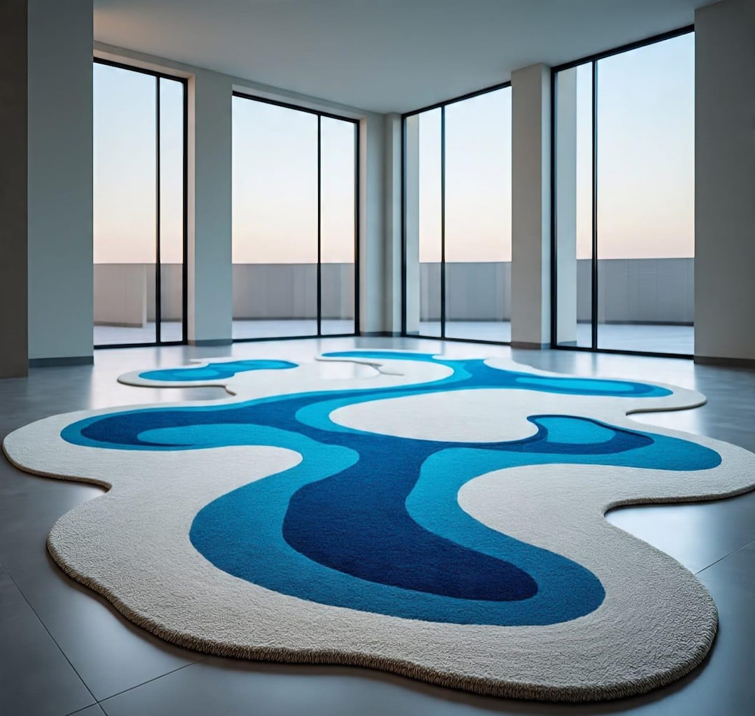 Handmade Curvy Shape Area Rug – Ocean Inspired Modern Floor Art - Etsy