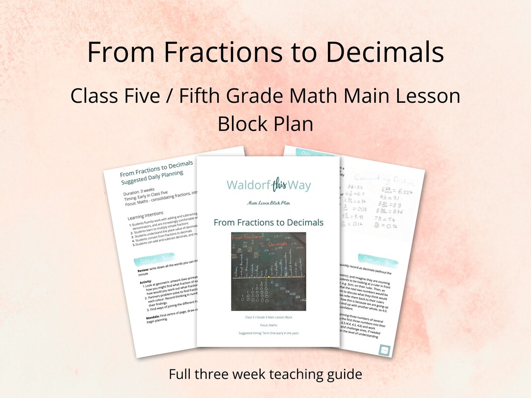 From Fractions to Decimals Fifth Grade Math Main Lesson Block ...