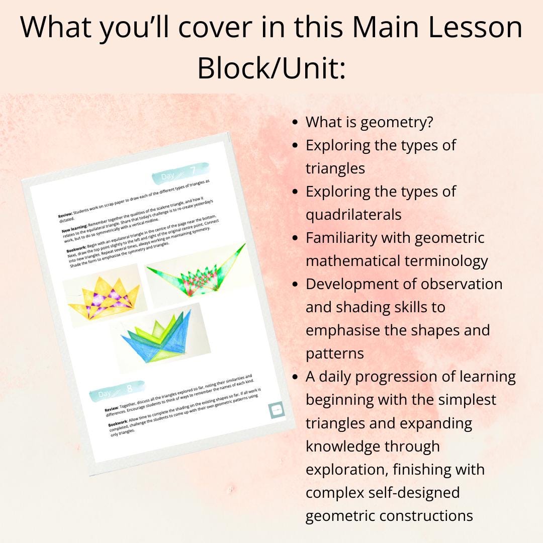 Freehand Geometry Fifth Grade Math Art Main Lesson Block Unit ...