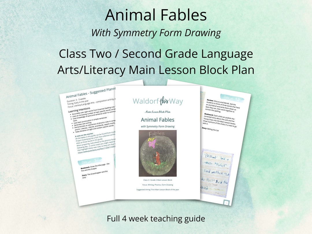 Animal Fables Form Drawing Second Grade Class Two Literacy LA Main ...