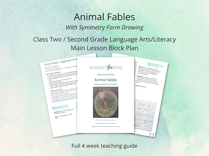 Animal Fables Form Drawing Second Grade Class Two Literacy LA Main ...