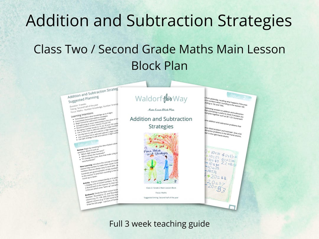 Addition Subtraction Strategies Second Grade Math Main Lesson Block ...