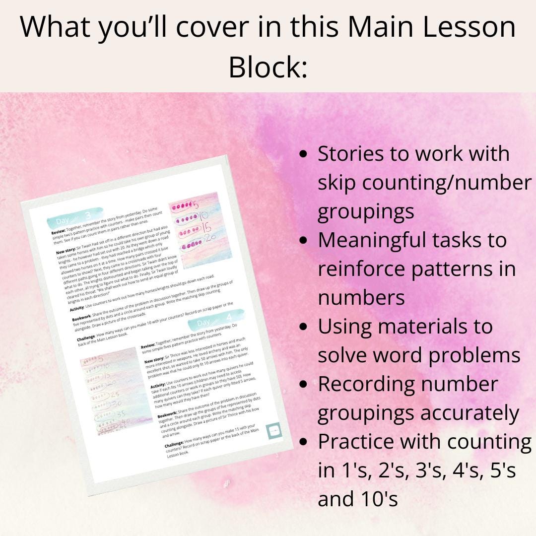 Number Patterns First Grade Math Main Lesson Block Curriculum Planning ...