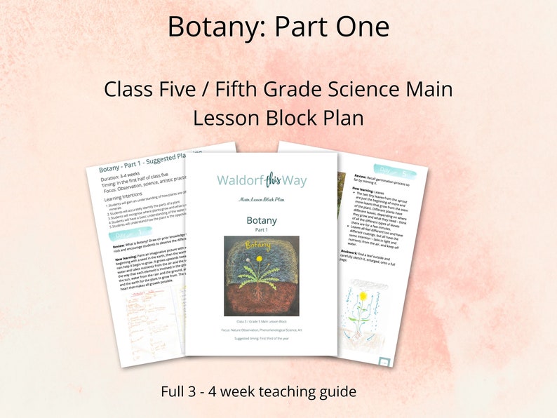 Botany Fifth Grade Science Language Arts Main Lesson Block Curriculum ...