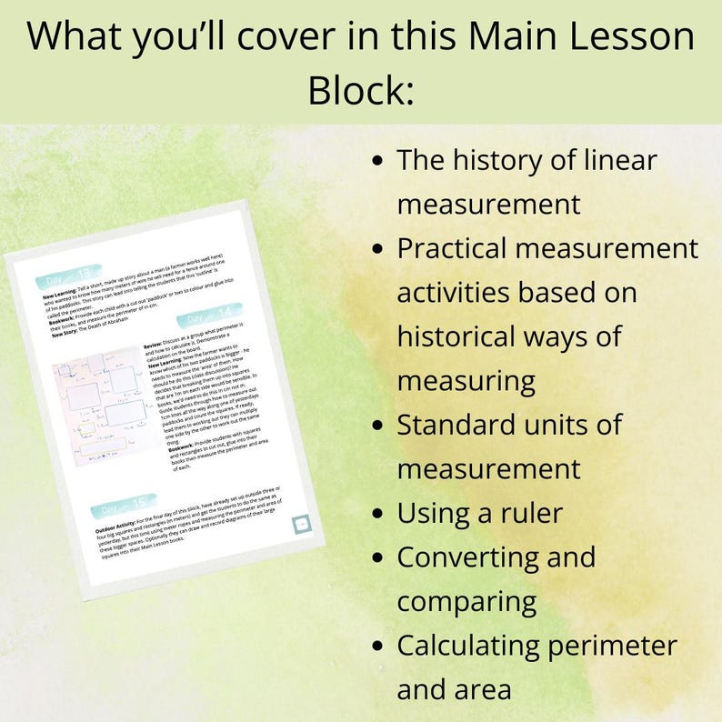 Linear Measurement Class Three Third Grade Math Main Lesson Block Curriculum Planning - Waldorf ...