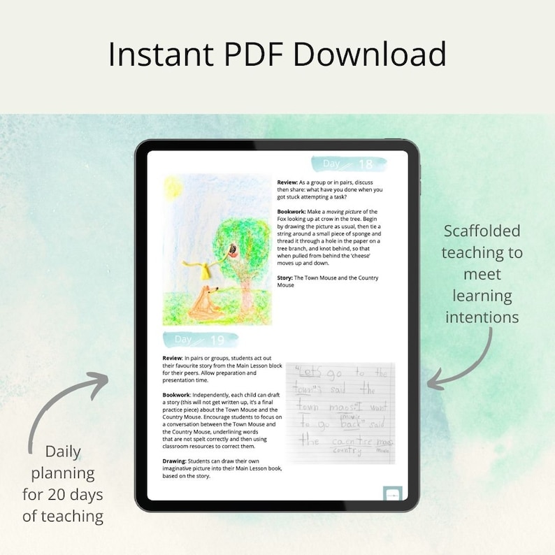 Animal Fables Form Drawing Second Grade Class Two Literacy LA Main ...