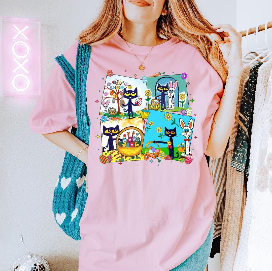 Pete the Cat Easter Egg Bunny Shirt, the Cool Cat Back to School T ...