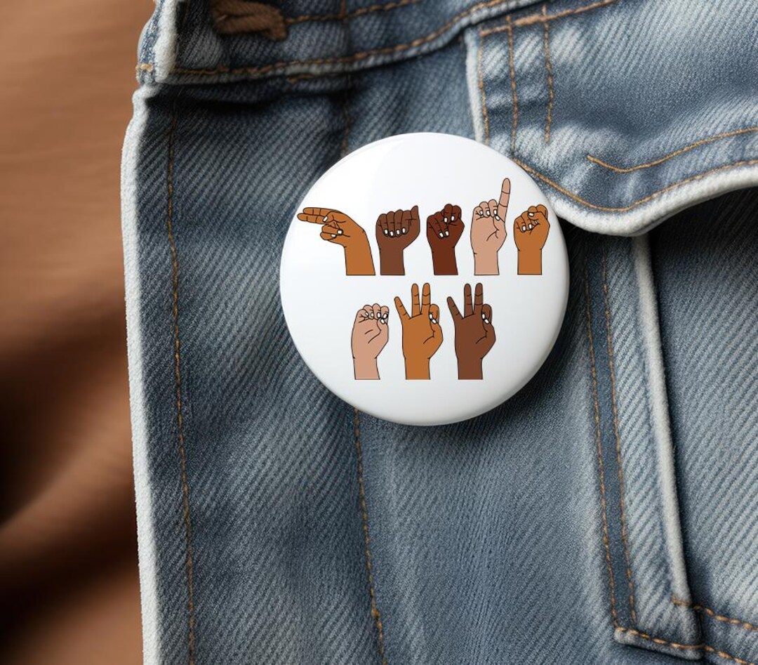 Hands off Sign Language Anti Trump Pin Buttons in 3 Sizes, Feminist Pin ...